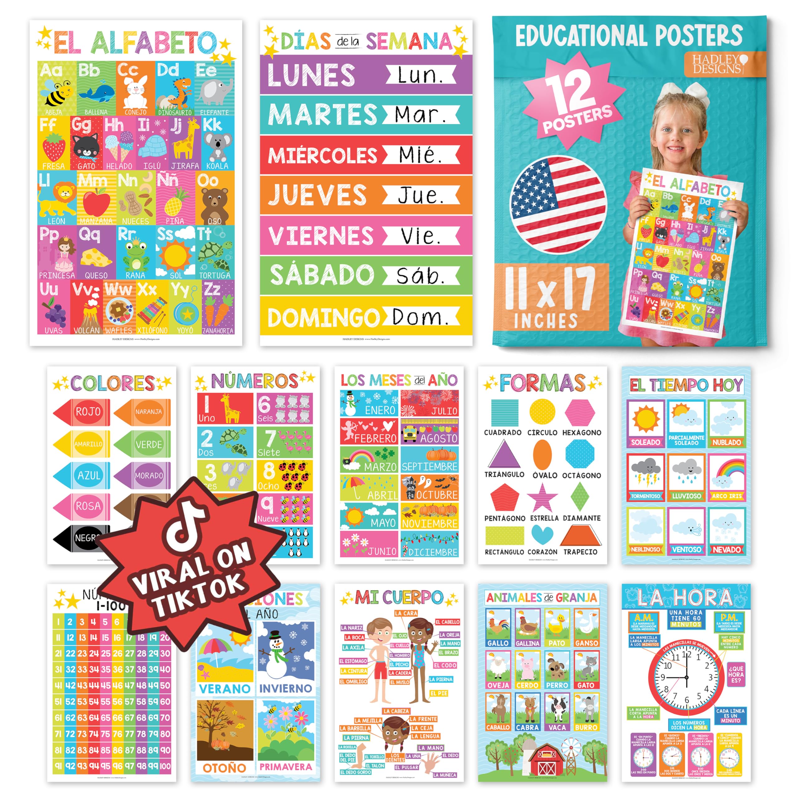 Colorful Spanish Educational Posters – Hadley Designs Prek