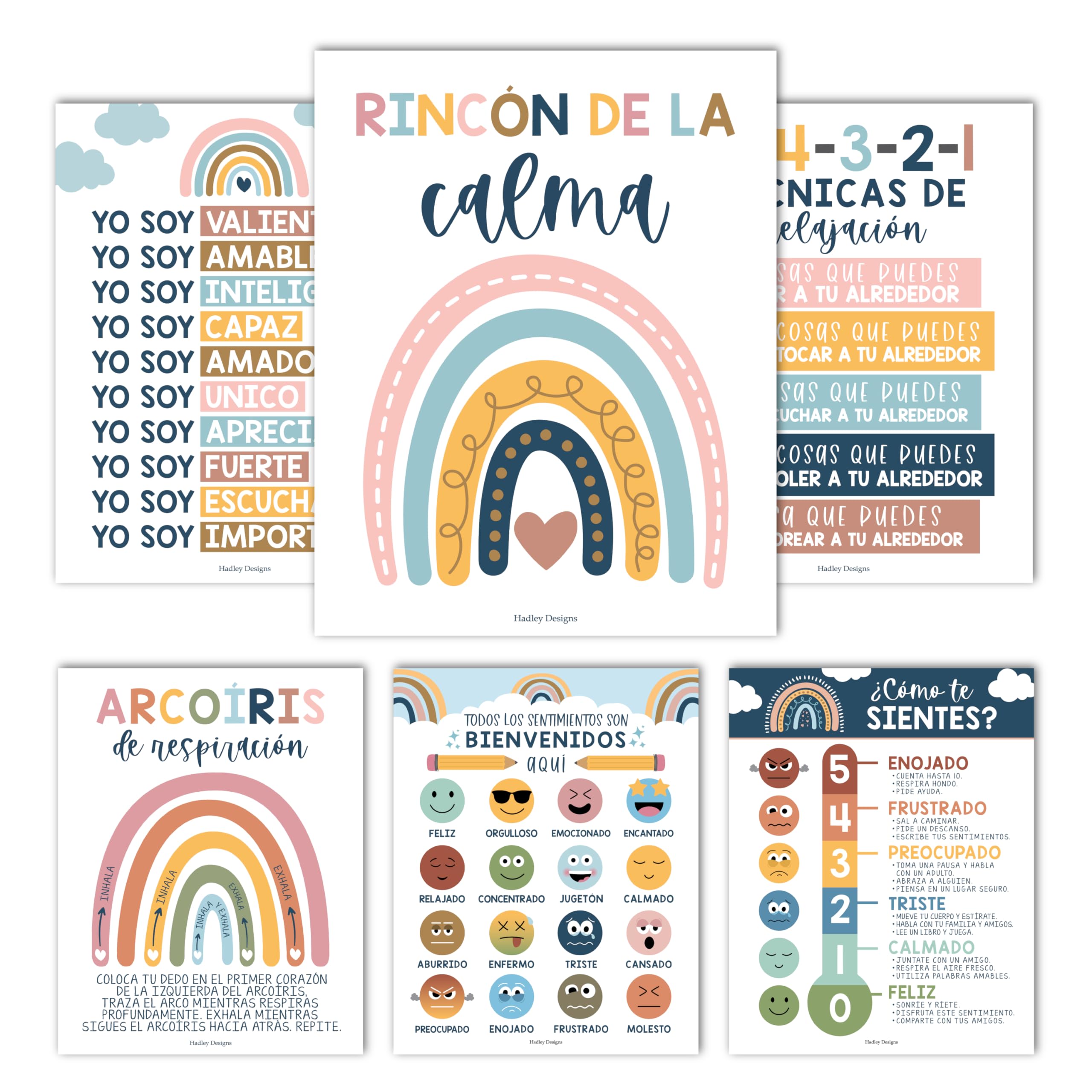 Boho Rainbow Spanish Calming Corner Posters – Hadley Designs Prek