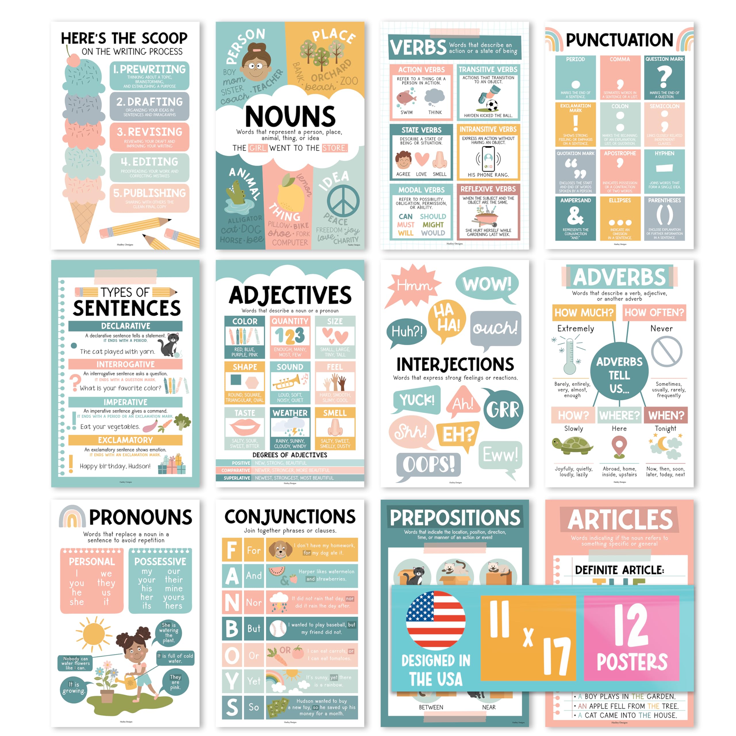 Boho Muted - Parts of Speech Posters – Hadley Designs Prek