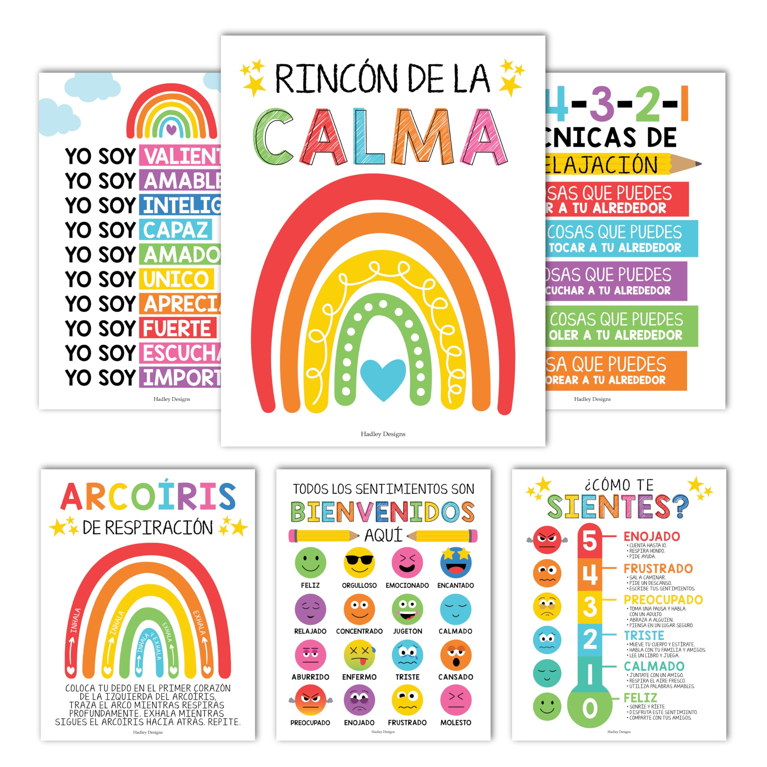 Colorful Spanish Calming Corner Posters – Hadley Designs Prek