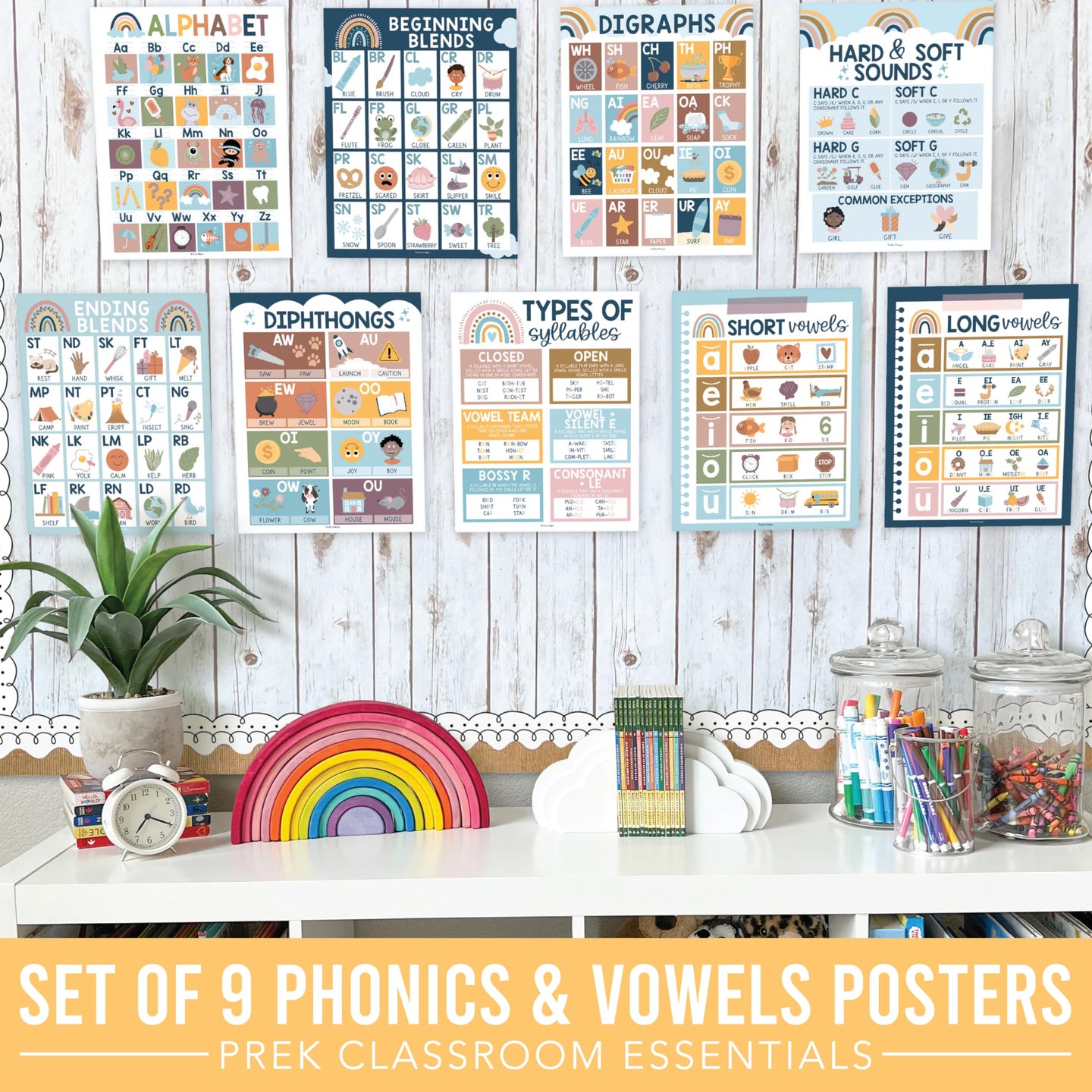 Phonics Foundations Kit: Boho 9 Poster Pack – Hadley Designs Prek