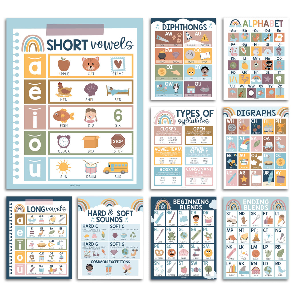 Phonics Foundations Kit: Boho 9 Poster Pack – Hadley Designs Prek