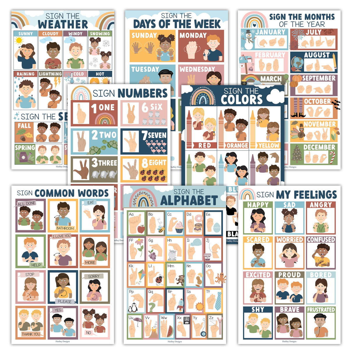 Boho - American Sign Language Posters – Hadley Designs Prek