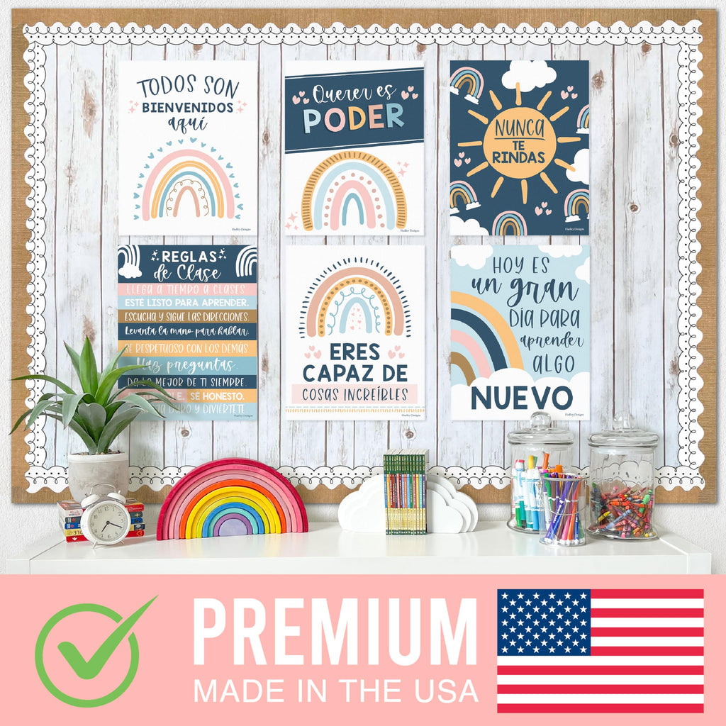 Spanish Motivational Posters, Boho Pack of 6 – Hadley Designs Prek
