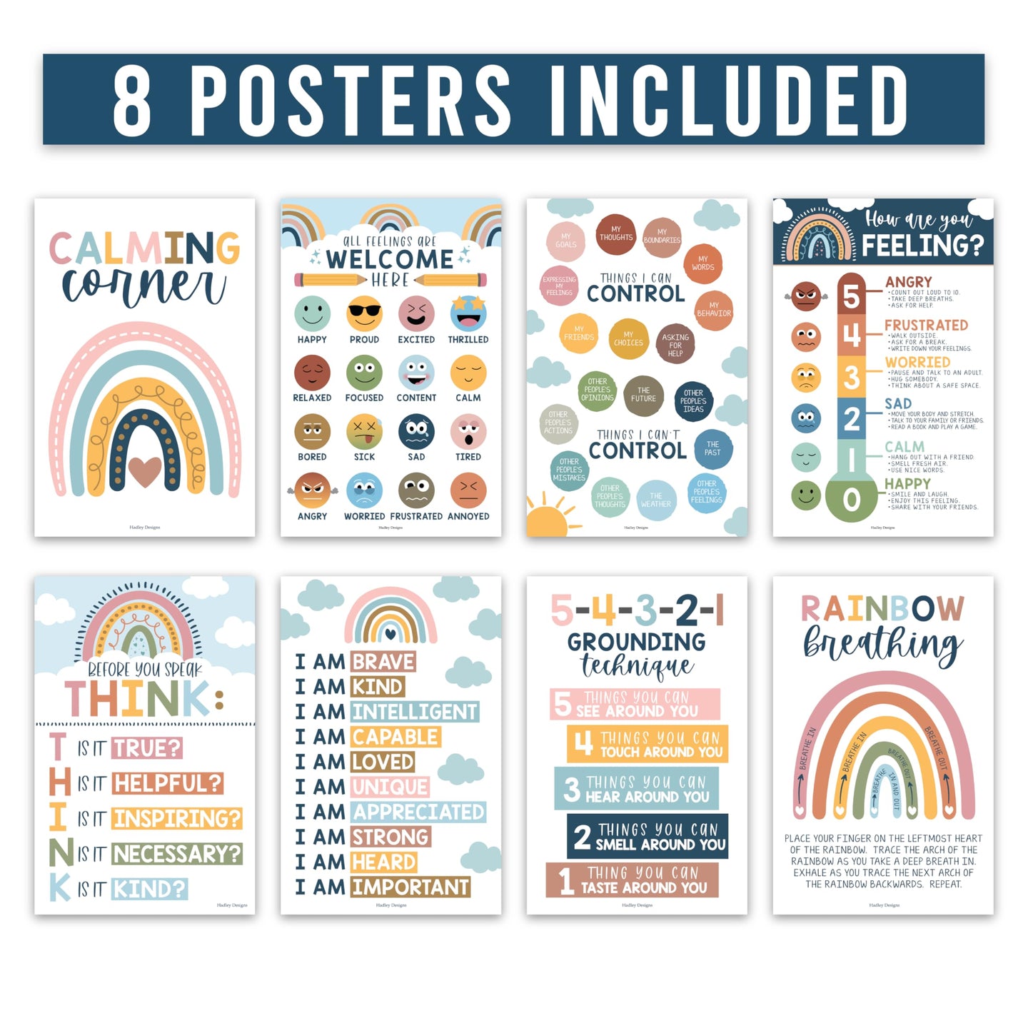 Calming Corner Kit: Boho 8 Poster Pack – Hadley Designs Prek