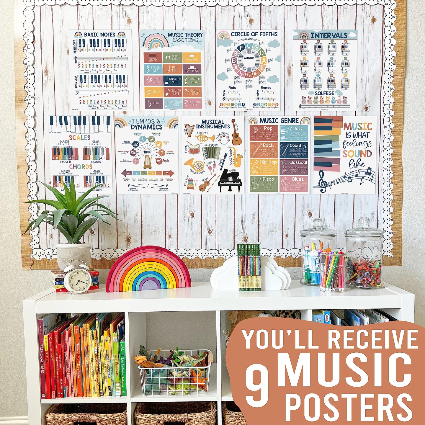 Music Classroom Posters, Boho Pack of 9 – Hadley Designs Prek