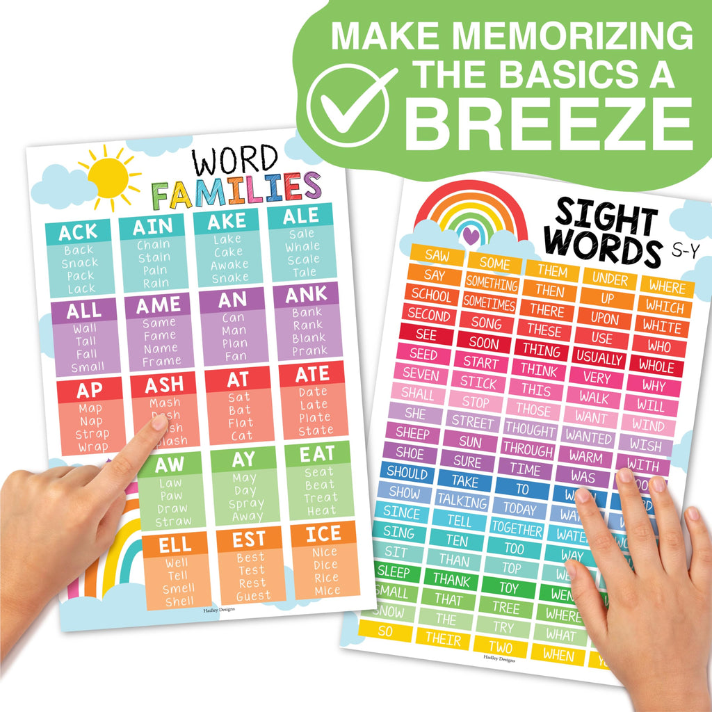 Sight Words Reading Kit, 9 Poster Pack – Hadley Designs Prek