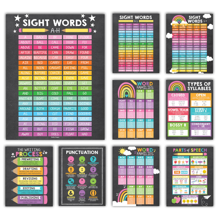 Sight Words Reading Kit | 9 Poster Pack – Hadley Designs Prek