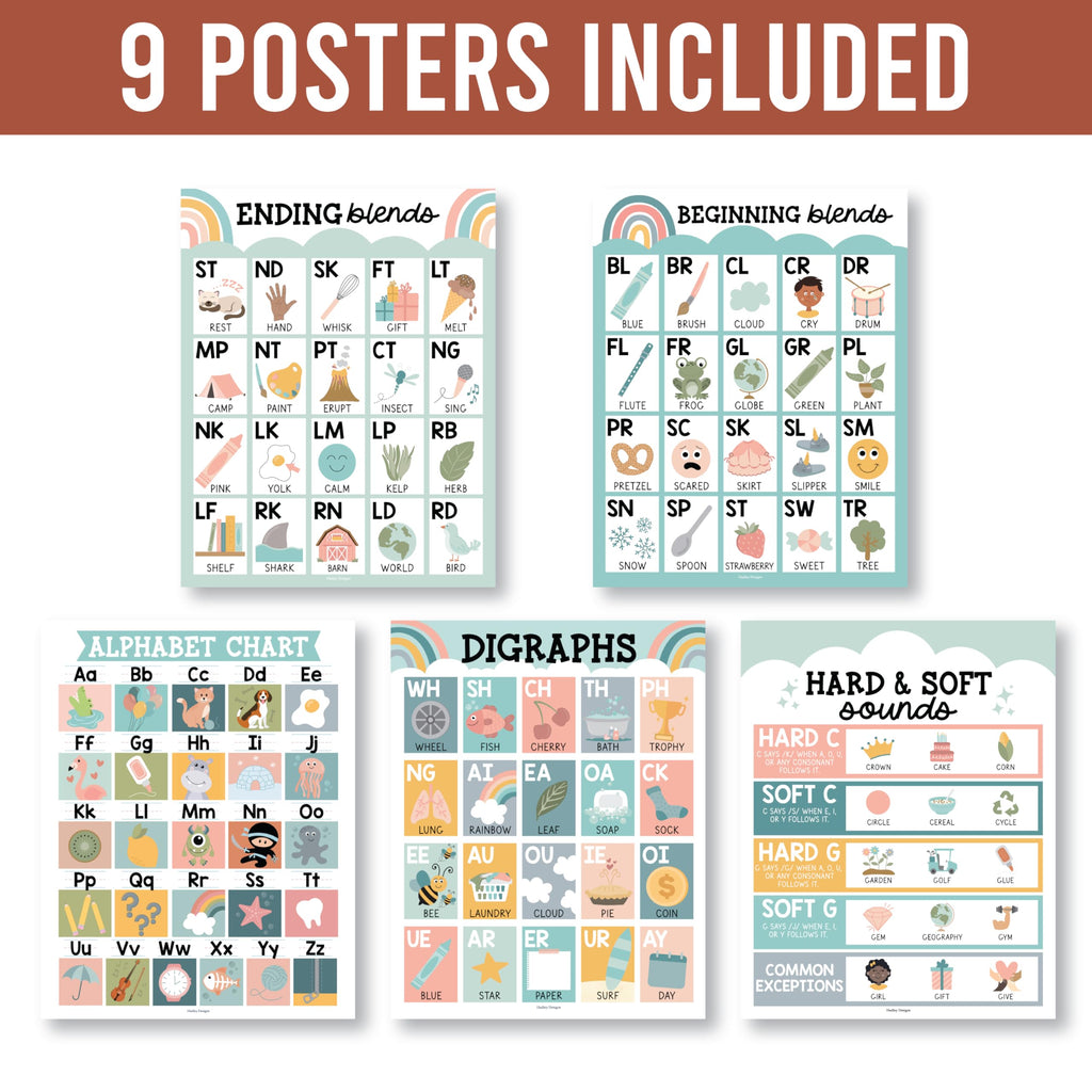Phonics Foundations Kit: Boho 9 Poster Pack – Hadley Designs Prek