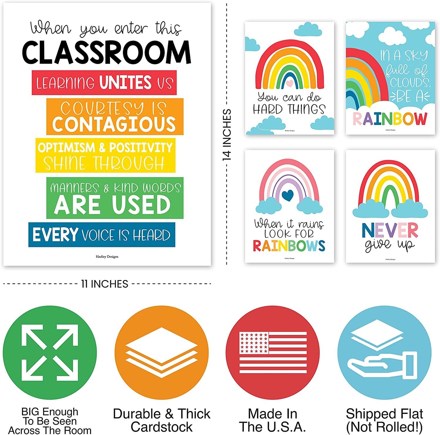 Motivational Classroom Posters, Colorful Pack of 9 – Hadley Designs Prek