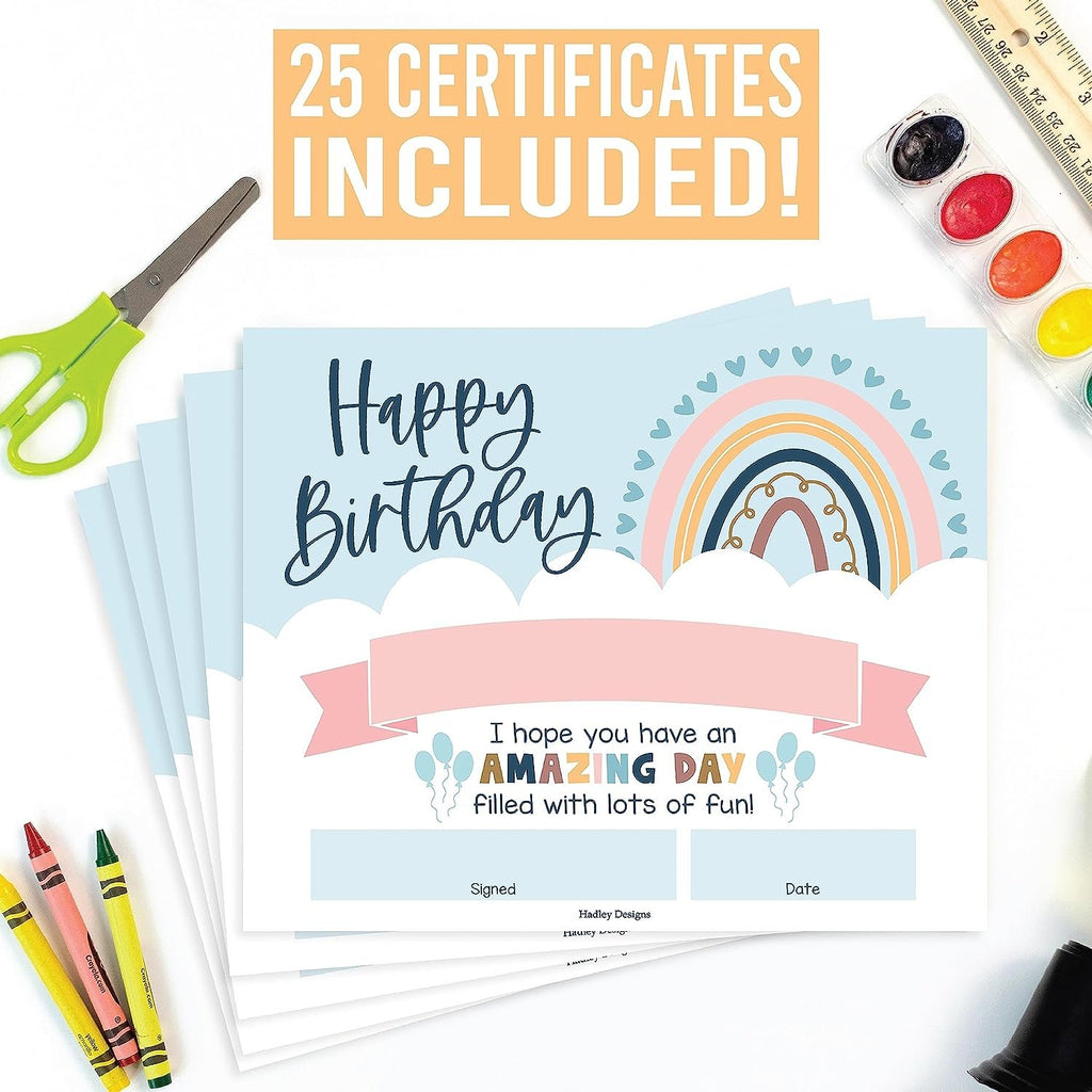 Birthday Certificates, Boho Pack of 25 – Hadley Designs Prek