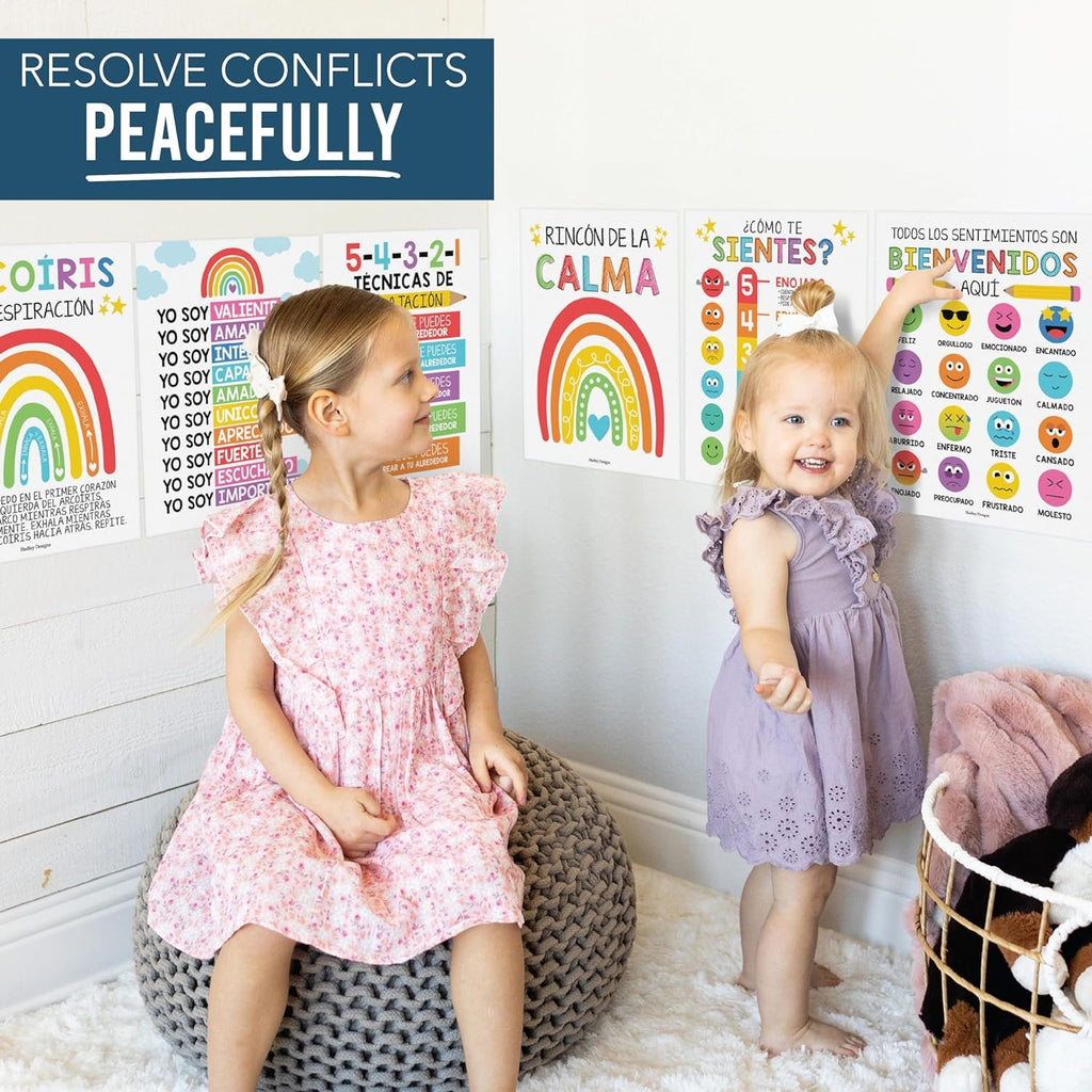 Spanish Calming Corner Kit: Colorful 6 Poster Pack – Hadley Designs Prek