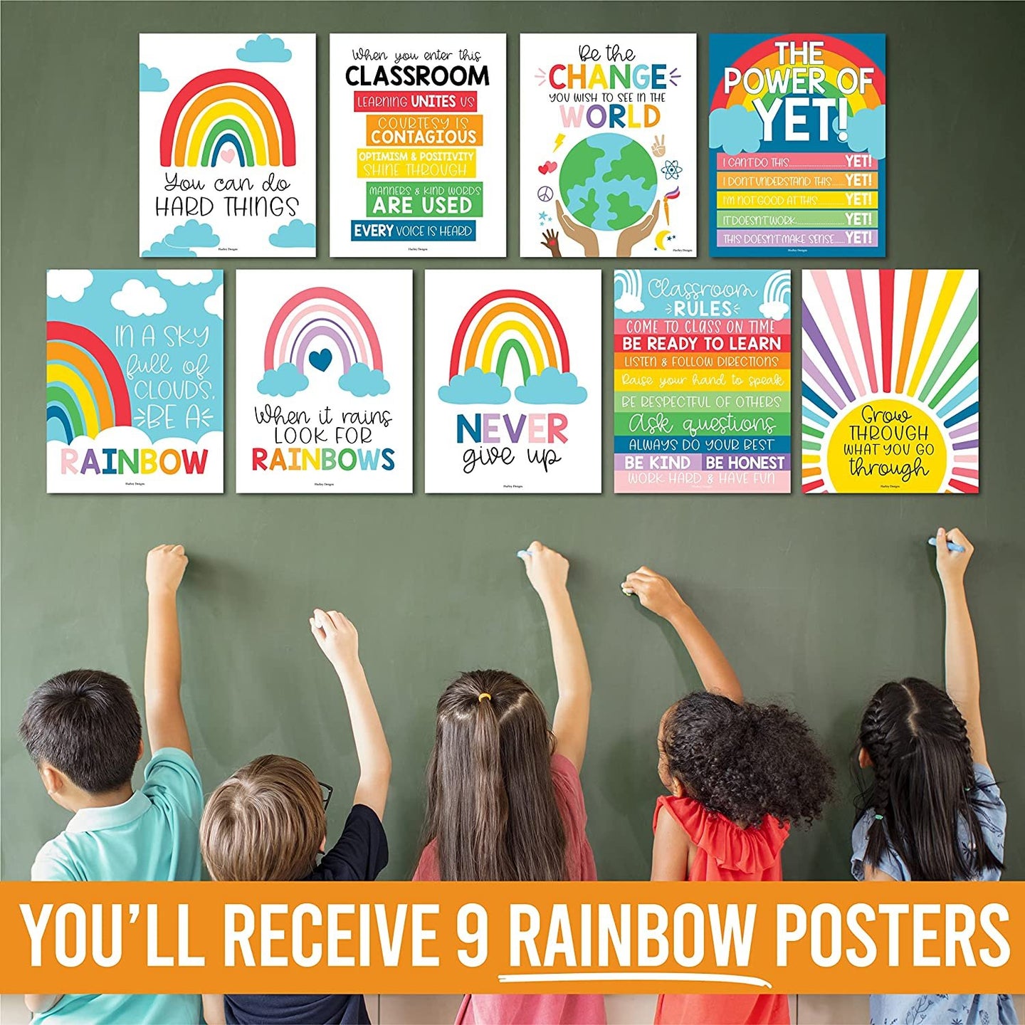 Motivational Classroom Posters, Colorful Pack of 9 – Hadley Designs Prek