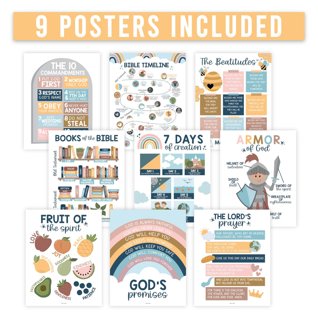 Bible Learning Kit, Boho 9 Poster Pack – Hadley Designs Prek