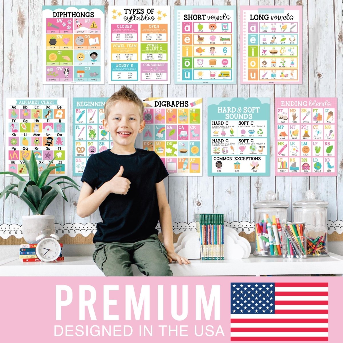 Phonics Foundations Kit: Colorful 9 Poster Pack – Hadley Designs Prek