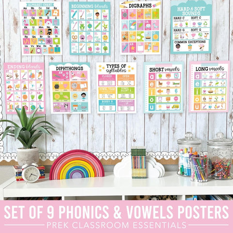 Kit de fundamentos fonéticos: paquete de 9 carteles coloridos – Hadley ...